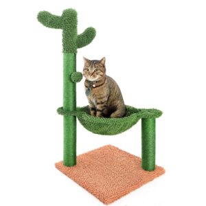 catinsider 31" cactus cat tree with hammock and full wrapped sisal scratching post for small cats only brown medium