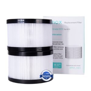 himox ap01 air purifier replacement filter, genuine h13 true hepa (99.97%), ultra quiet air cleaner purifier with 3-stage filtration for home bedroom office (2 pack)