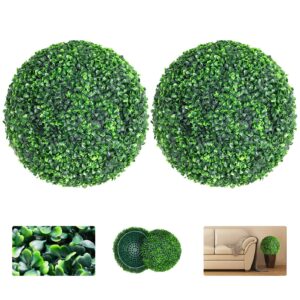 vegasdoggy 2 pcs 15.7 inch artificial boxwood balls topiary - uv protected 4 layers faux plants decorative balls for indoor, outdoor, garden, wedding, balcony, backyard and home decor