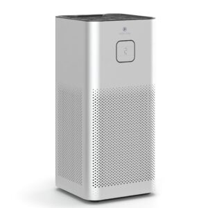 medify ma-50 air purifier with h13 true hepa filter with uv | 1100 sq ft coverage | for smoke, smokers, dust, odors, pollen, pet dander | quiet 99.9% removal to 0.1 microns | silver, 1-pack