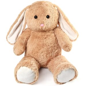 benben bunny stuffed animal, 36" jumbo soft rabbit plush toy, 3ft lop-eared brown bunny plushie