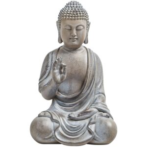 patiomos meditating buddha statue,6.7inch buddha serene decorative sitting figurine zen sculpture decoration for home indoor outdoor garden patio desk porch yard art decoration,zen decor (waterproof)