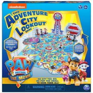 paw patrol: the movie, adventure city lookout tower board game chase marshall skye ryder rubble, for preschoolers, kids, & families ages 4 and up