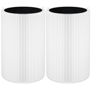 2 pack blue pure 411 filter replacement compatible with blueair blue pure 411 genuine, 411+, 411 auto and mini air purifiers, h13 true hepa filter, particle and activated carbon by funmit