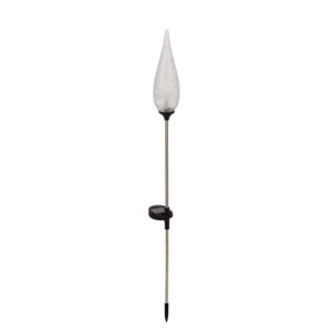 evergreen garden outdoor décor fire flame solar glass torch, white feather finish for homes gardens yards lawn and patio