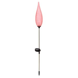 evergreen garden outdoor décor fire flame solar glass torch, pink feather finish for homes gardens yards lawn and patio