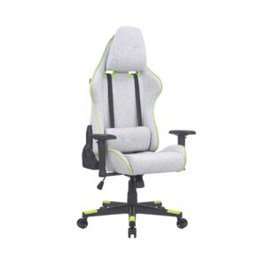 newskill kitsune zephyr series gaming chair finished in ultra-breathable fabric with adjustable armrests and reclining up to 180° – grey and green