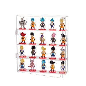 aitee acrylic display case for mini funko pop figures, clear wall mounted or desktop 4 layer storage box cabinet organizer for mini toys, collections or stone