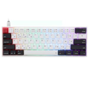 epomaker skyloong ak61 61 keys hot swappable programmable mechanical keyboard with rgb backlit, pbt keycaps, nkro, ip6x waterproof, custom layout for mac/win (gateron optical yellow, pbt black white)