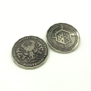 antique silver inspiration token (4 pack) | track inspiration for d&d and tabletop games.