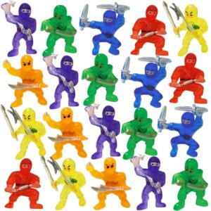 artcreativity mini ninja figurines, pack of 48, assorted colors plastic action figures, little ninja warriors in assorted poses, cool cupcake topper, goodie bag fillers & party favors for kids