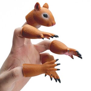 roniavl animal squirrel finger puppet funny toys, puppet show theater props, sridiculous weird gag gift soft odourless