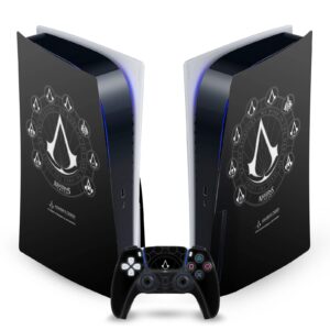 head case designs officially licensed assassin's creed crests legacy logo vinyl faceplate sticker gaming skin decal compatible with sony playstation 5 ps5 disc edition console & dualsense controller