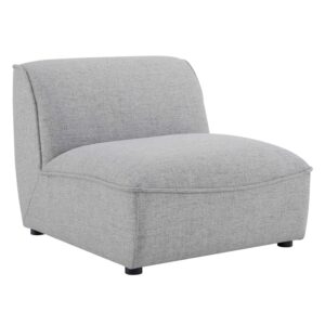 modway comprise fabric upholstered sectional, armless chair, light gray