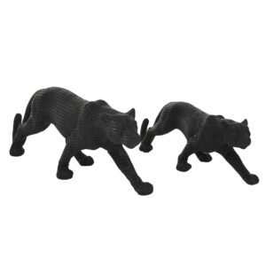 deco 79 polystone leopard decorative sculpture home decor statues, set of 2 accent figurines 18", 14"w, black