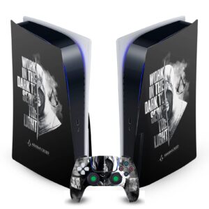 head case designs officially licensed assassin's creed half legacy typography vinyl faceplate gaming skin decal compatible with sony playstation 5 ps5 disc edition console & dualsense controller