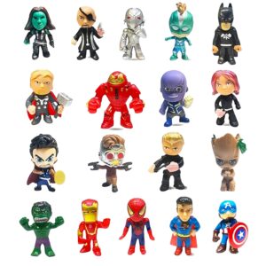 superhero kids birthday cake decor mini character toy set,18/24 pcs action hero figurines for cupcake and easter egg decoration (24)