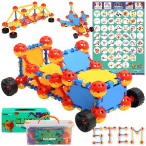 supa stem click builders kids building toys | 160 pcs building toys for kids ages 3-5, 6, 7 and building blocks for kids ages 4-8 | educational kids construction toys for 3 year old boys and girls +