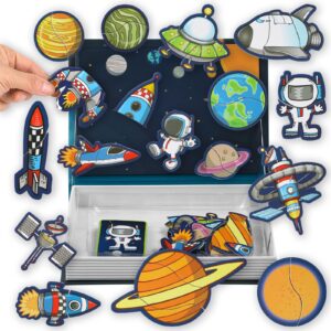 jitebti space magnetic puzzles play scene 38 piece for kids imagination and creativity,easy to carry kids magnetic travel games, learning & educational space toys for kids age 3