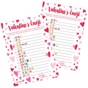 valentine's day emoji game - fun classroom party activity for kids & adults - 25 player cards, valentine guessing game for families, couples, & friends