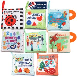 baby books toys gifts, touch and feel cloth crinkle books for babies,infant toddler baby 0-3-6-12-18 months,early learning toys 6 to 12 months 1-2 years old,christmas shower gift for boys girls,8 pcs