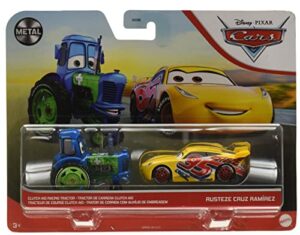 disney car toys 3, rev-n-go racing tractor & rusteze cruz ramirez 2-pack, 1:55 scale die-cast fan favorite character vehicles for racing and storytelling fun, gift for kids age 3 and older