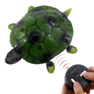 tipmant rc turtle ir remote control tortoise crawl fake electric animal toy realistic for toddler kids birthday gifts (green)