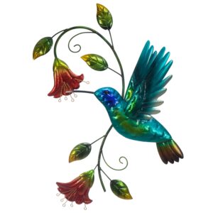 the creative critters sweet hummingbird metal wall decor, farmhouse metal wall art, porch, patio wall decor, backyard garden fence decorations outdoors, handpainted