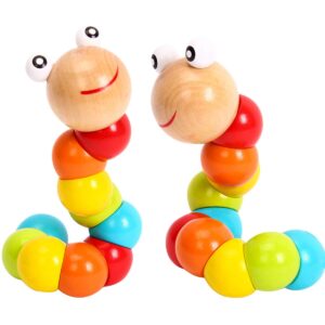 figetget baby toys 6 to 12 months, 12-18 months, 3-6 months developmental, tummy time toys crawling toys - infant toys - caterpillar twisting baby boy and baby girl toys (2 pack) (rainbow)