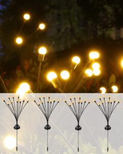 solar powered firefly lights, 10 led light bulbs, outdoor waterproof starburst swaying solar garden lights, solar decorative lights for pathway yard patio landscape (1 pack)