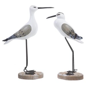 exceart 2pcs seagull statues garden bird sculpture wooden seabirds figurine nautical sculpture desktop coastal decorartion home table centerpiece