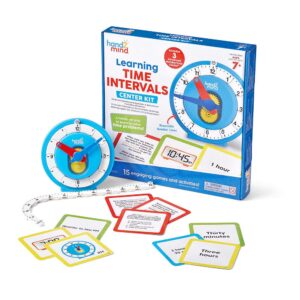 learning resources learning intervals of time centre kit 16 games and activities, numberline clock for kids learning to tell time, math manipulatives for telling time, analogue clock (1 pack)