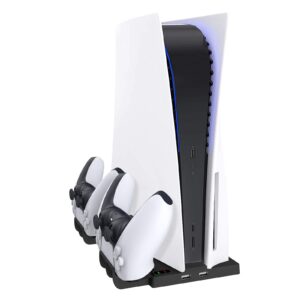 vertical stand ps5 digital edition and ps5 uhd edition,shinezone charging station for ps5 controller charging station dock with dual controller charger ports for ps5 dualsense