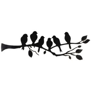 ridota metal wall art decor, 6 birds on the branch metal art wall decor hanging for indoor outdoor home garden, 24 x 7.5 inch