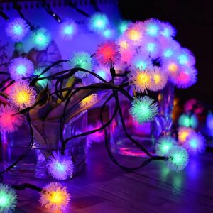 zukmi solar flower string lights solar string lights outdoor 30 led dandelion solar patio lights waterproof solar led fairy lights for garden yard christmas thanksgiving wedding party decoration(rgb)