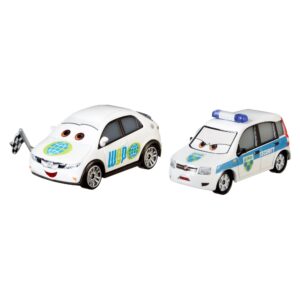 disney cars toys and pixar cars 3, wgp security guard & race starter 2-pack, 1:55 scale die-cast fan favorite character vehicles for racing and storytelling fun, gift for kids age 3 and older, multi