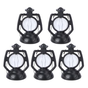 toyandona 5pcs miniature dollhouse lantern ornament mini vintage oil lamp model holiday lamp for fairy garden party decoration black