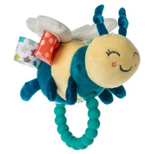 taggies teether baby rattle soft toy, 5-inches, fuzzy buzzy bee