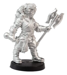 stonehaven miniatures female orc cleric miniature figure, 44mm - 100% pewter metal - includes slotted creator base - for 28mm scale table top war games - designed & made in usa