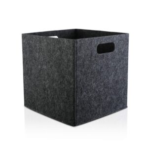 gohome foldable storage cubes, cube storage bins with dual handles - dark grey