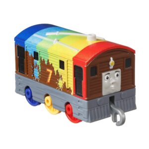 thomas & friends fisher-price gyv65 rainbow toby push-along train engine for preschool kids ages 3 years and up, multicolor, 4.5 cm*3.0 cm*8.0 cm