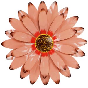 ridota 12" metal flower wall decor, metal hanging wall art sculpture, metal daisy wall decor for indoor outdoor home bedroom living room, pink