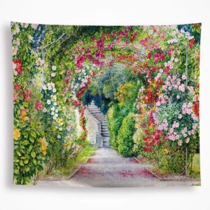 vakado flower tapestry wall hanging spring summer floral tapestry for bedroom aesthetic garden flower wall art decor for livingroom dorm 59"x82.6"