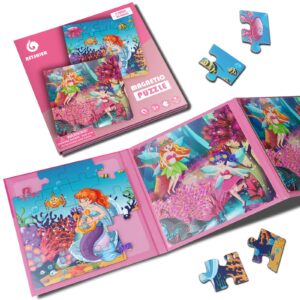 travofun magnetic puzzles for kids ages 3-5,20 piece jigsaw mermaid puzzles for toddlers 2-4,children travel activity toys games for 3 4 5 6 years girls in car airplane,learning magnet for road trip