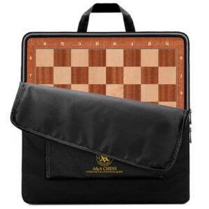 a&a 18.875" professional wooden tournament chess board/mahogany & maple inlaid /2.0" squares w/notation