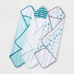 aeiniwer xgatml amahle yirock cloud island 3-pack co-pilot hooded infant towels - moonstone blue