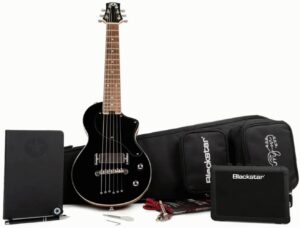 blackstar carry-on deluxe pack electric guitar with fly 3 bluetooth mini amplifier (jet black)