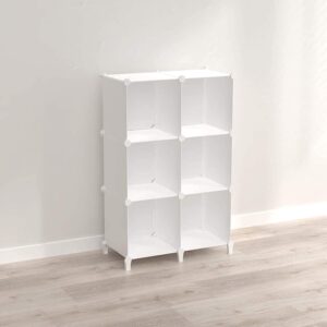 simpdiy storage modular cubes 6 cubes white (93x93x30cm) plastic portable organizer bookshelf shelf rack