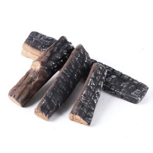 large gas fireplace logs set of ceramic wood logs. use in indoor, gas inserts, vented, electric, or outdoor fireplaces & fire pits. realistic clean burning accessories 4pcs