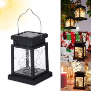 solar lantern outdoor , hanging solar light with 30 led fairy string lights and handle, waterproof decorative landscape lamp for table garden patio yard walkway party christmas decoration